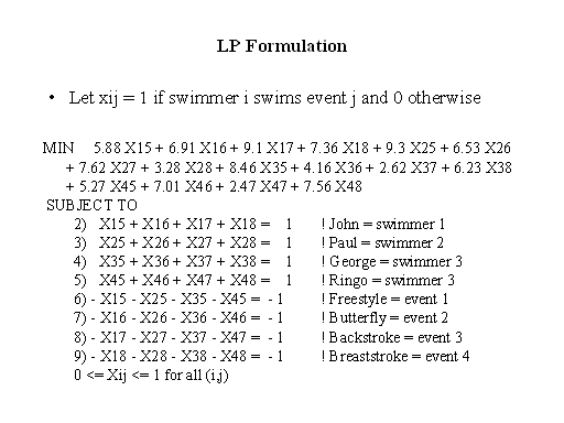 LP Formulation